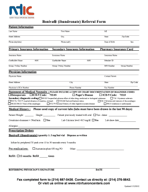 Fillable Online Referral Form Rev - North Texas Infusion Centers Fax ...