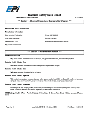 Fillable Online Ultra Blak 400-L MSDS - Electrochemical Products Inc ...