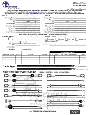 Fillable Online Custom Cable Form - Full Circle Padding Fax Email Print ...