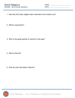 Fillable Online pavirtualschool World Religions MOD#04 Short Answer ...