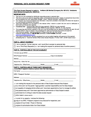 Fillable Online PERSONAL DATA ACCESS REQUEST FORM - btruebyambankbbcomb ...
