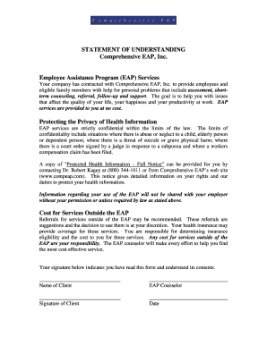 Fillable Online STATEMENT OF UNDERSTANDING - Comprehensive EAP Fax ...