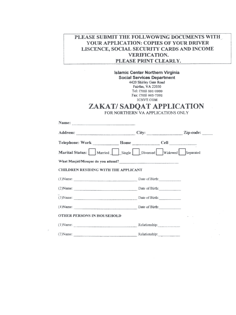 Fillable Online Please download Zakat bApplicationb here - ICNVT Fax ...