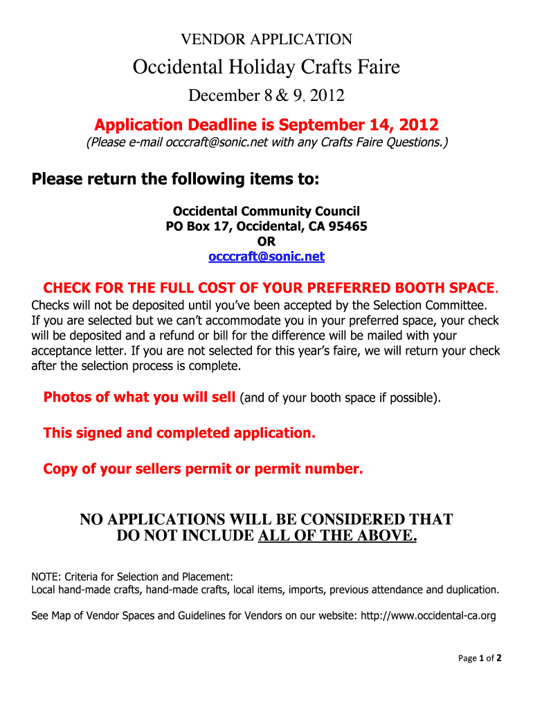 Fillable Online occidental-ca B2012b HCF VendorApplication - occidental-ca Fax Email Print ...