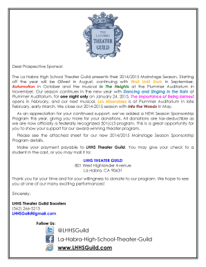Fillable Online THEATER GUILD - Sponsorship Letter.pdf - La Habra ...