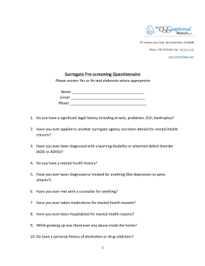 Fillable Online GC Pre-screening Questions - An Eggceptional Match Fax Email Print - pdfFiller