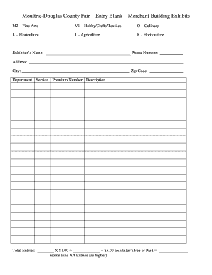 Fillable Online Moultrie-Douglas County Fair Entry Blank Merchant ...