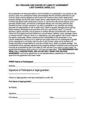 Fillable Online Last Chance Lakes Release and Waiver of Liability ...