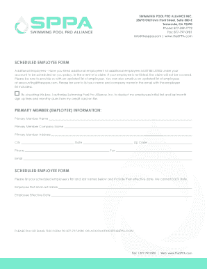 Fillable Online Bscheduledb employee form - SPPA Fax Email Print ...