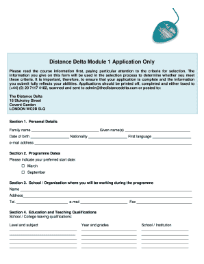 Fillable Online The Distance Delta Fax Email Print - pdfFiller