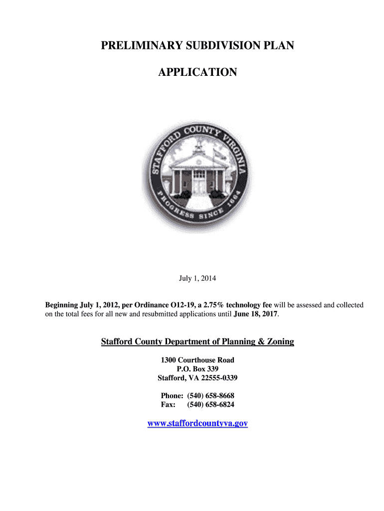 Fillable Online Preliminary subdivision plan bapplicationb - Stafford County Fax Email Print ...
