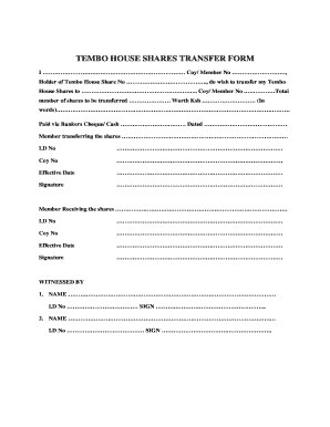 Fillable Online tembosacco co TEMBO HOUSE SHARES TRANSFER FORM - Tembo ...
