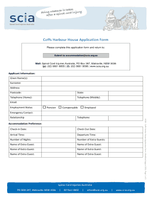 Fillable Online scia org Coffs Harbour Accommodation Application Form ...