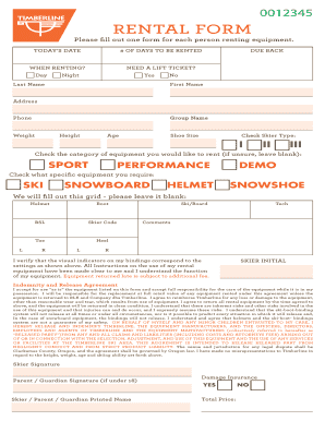 Fillable Online Brental formb - Timberline Lodge Fax Email Print ...