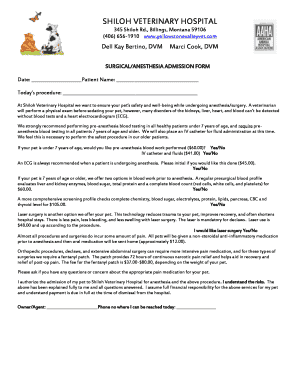 Fillable Online Surgical Release Form - Shiloh Veterinary Hospital Fax Email Print - pdfFiller
