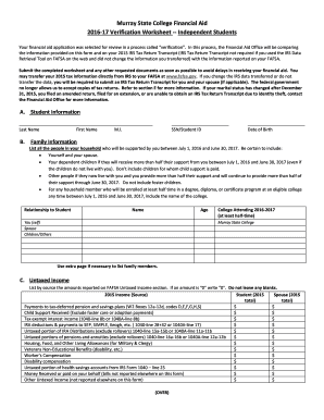 Fillable Online Murray State College Financial Aid Fax Email Print ...
