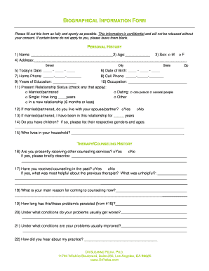 Fillable Online BBIOGRAPHICAL INFORMATION FORMb - Dr Suzanne Pelka PhD ...