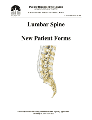 Fillable Online Lumbar Spine New Patient Forms Fax Email Print - pdfFiller