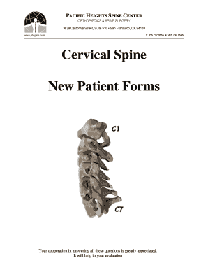 Fillable Online Cervical Spine New Patient Forms Fax Email Print ...