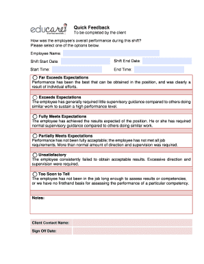Fillable Online educarestaffing Educare - Client Feedback Form Fax Email Print - pdfFiller