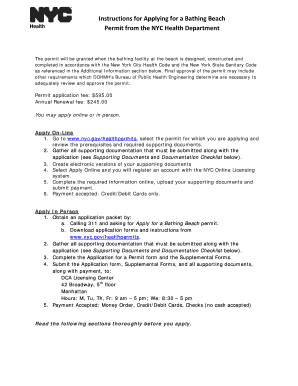 Fillable Online Instructions for Applying for a Bathing Beach Permit ...