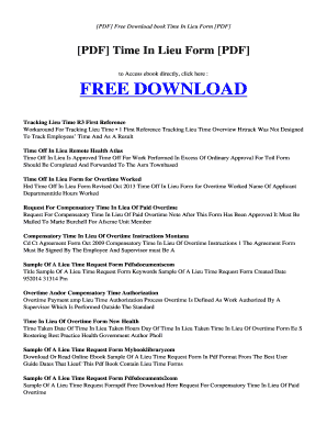 Fillable Online indie esy PDF Time In Lieu Form PDF Fax Email Print ...