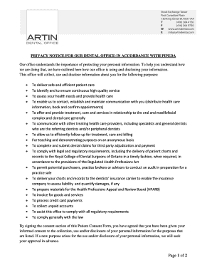Fillable Online PIPEDA form - Artin Fax Email Print - pdfFiller