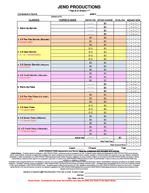 Fillable Online JEND Production Entry Form - JEND Productions Fax Email ...