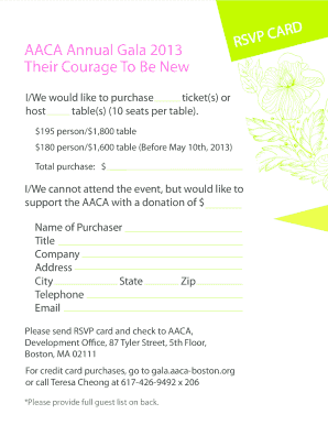 Fillable Online aaca-boston AACA Annual Gala 2013 Their Courage To Be ...
