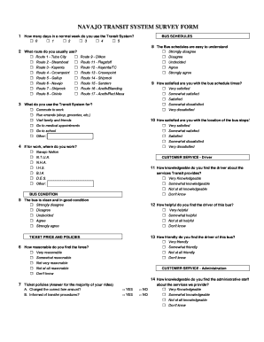 Fillable Online NTS Survey Form - Navajo Transit System Fax Email Print ...