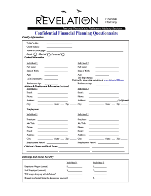 Fillable Online Confidential Questionnaire - Revelation Financial ...