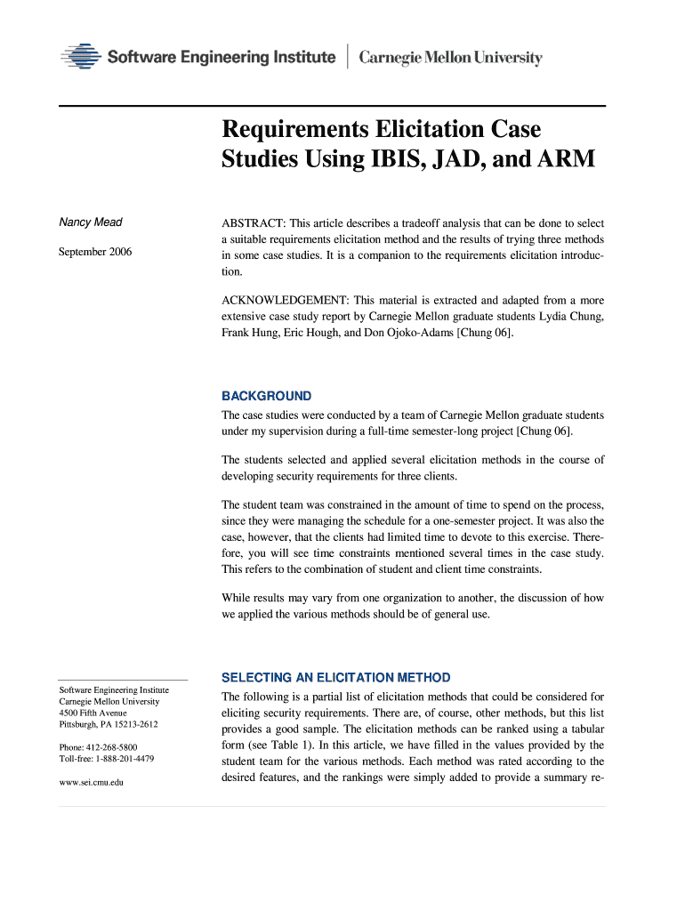 Fillable Online Requirements Elicitation Case Fax Email Print - pdfFiller