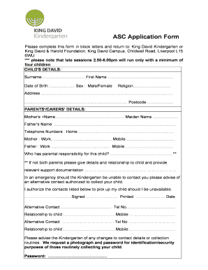 Fillable Online ASC Application Form Please complete this form in block ...