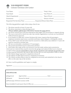 Fillable Online colonielife Van Request Form - bcolonielifebborgb Fax ...