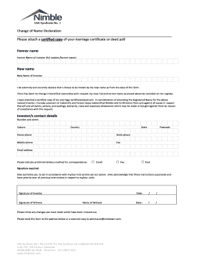 Fillable Online Change of Name Declaration Please attach a ce Fax Email ...