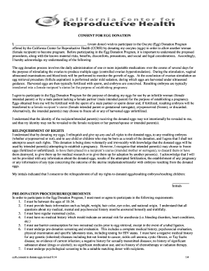 Fillable Online Consent for Egg Donation.pdf - California Center for ...