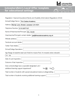 Fillable Online thecedarsacademy org Leicestershire s Local Offer ...