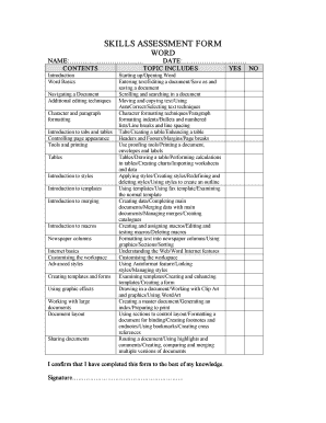 Fillable Online andersonhoare co SKILLS ASSESSMENT FORM - Anderson ...