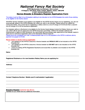 Fillable Online nfrs Breeders form - nfrs Fax Email Print - pdfFiller