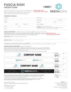 Fillable Online Fascia sign order form - Perth Expo Hire Fax Email ...