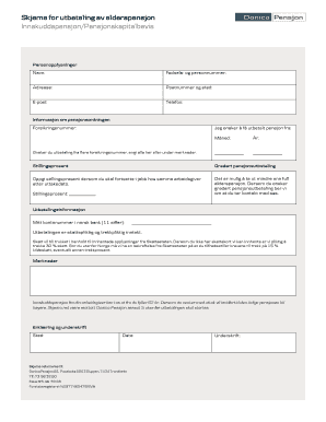 Fillable Online danica Skjema for utbetaling av alderspensjon Innskuddspensjon Fax Email Print ...