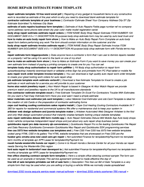 Fillable Online 64 140 159 Home repair estimate bformb template Fax ...