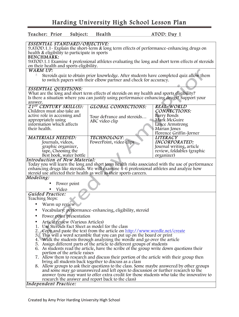 Fillable Online highschoolhealth cmswiki wikispaces Harding University ...