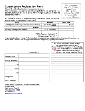 Fillable Online tintinkers Convergence Registration Form Please fill ...