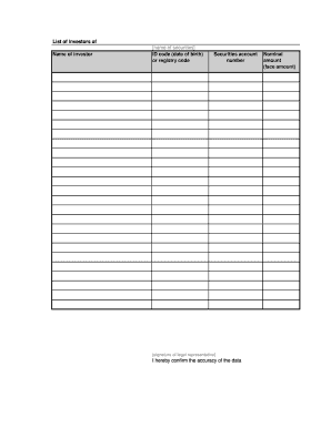 Fillable Online e-register List of investors of name of securities ID ...