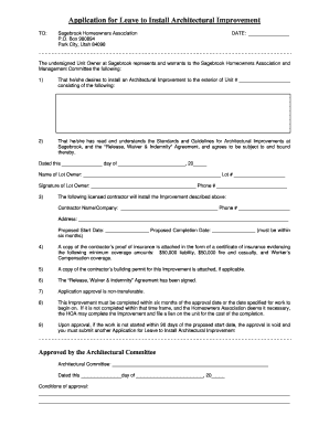 Fillable Online Architectural Application - Sagebrook Fax Email Print ...