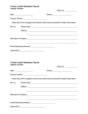 Fillable Online Expense Voucher - Trinity United Methodist Church, New ...