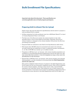 Fillable Online bulkreg collegeboard Bulk Enrollment File Specifications - Bulk Registration ...