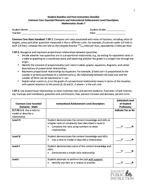 Fillable Online dpi wi 1 Student Baseline and PostInstruction Checklist ...