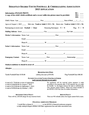 Fillable Online Sebastian Sharks Youth Football & Fax Email Print ...